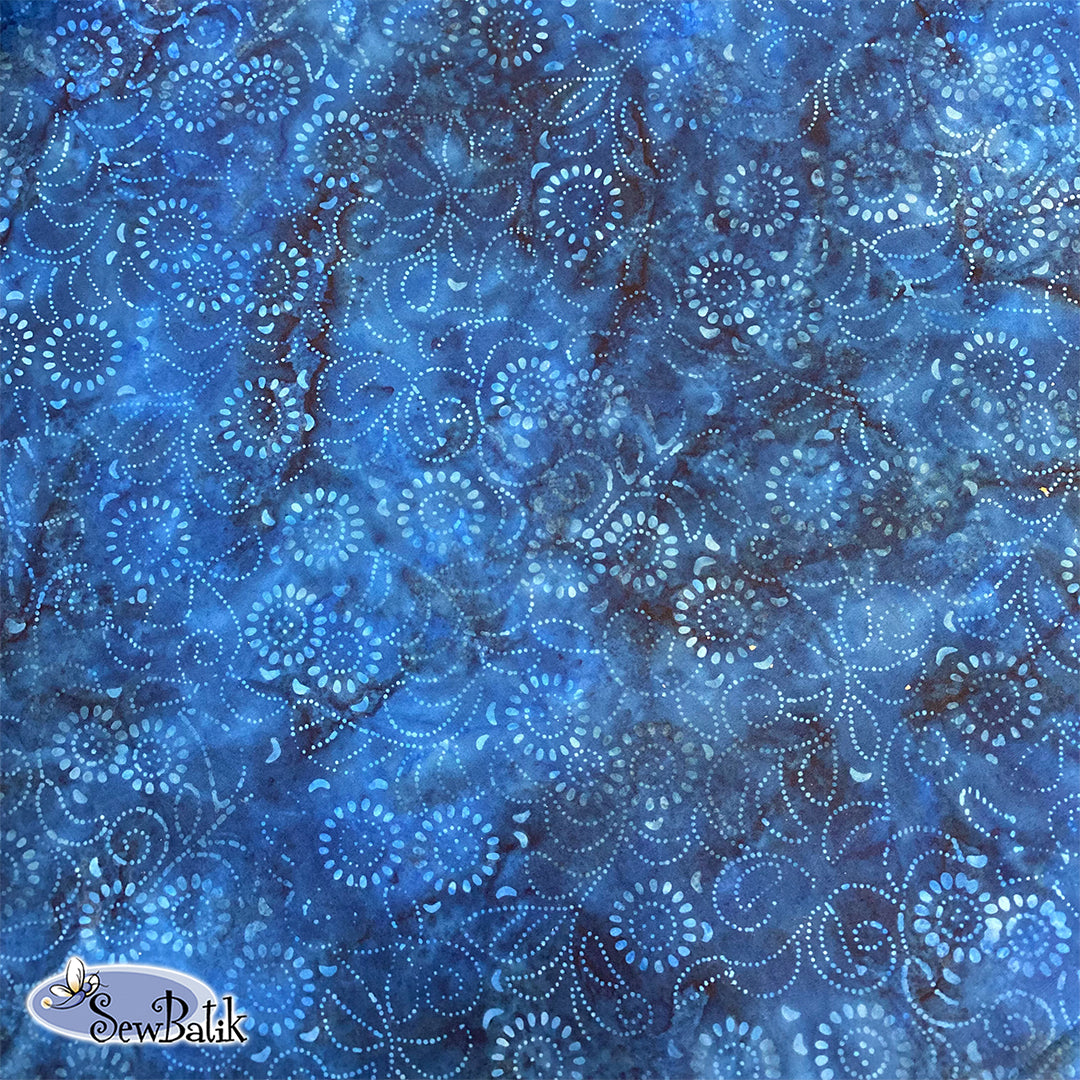 112" Wide Batik - Medora Flora - Twilight Blue – SewBatik