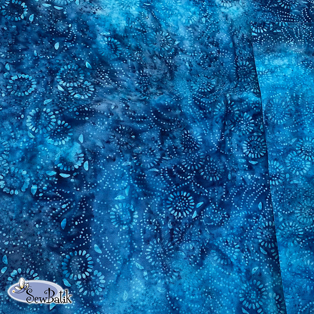 57" Batik Canvas (8.6 oz) - Medora Flora - Copen Blue – SewBatik