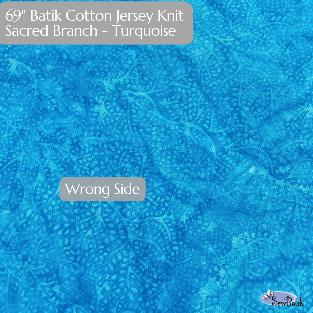 Batik Cotton Jersey Knit - Sacred Branch - Turquoise [ 20" CUT ONLY ] – SewBatik