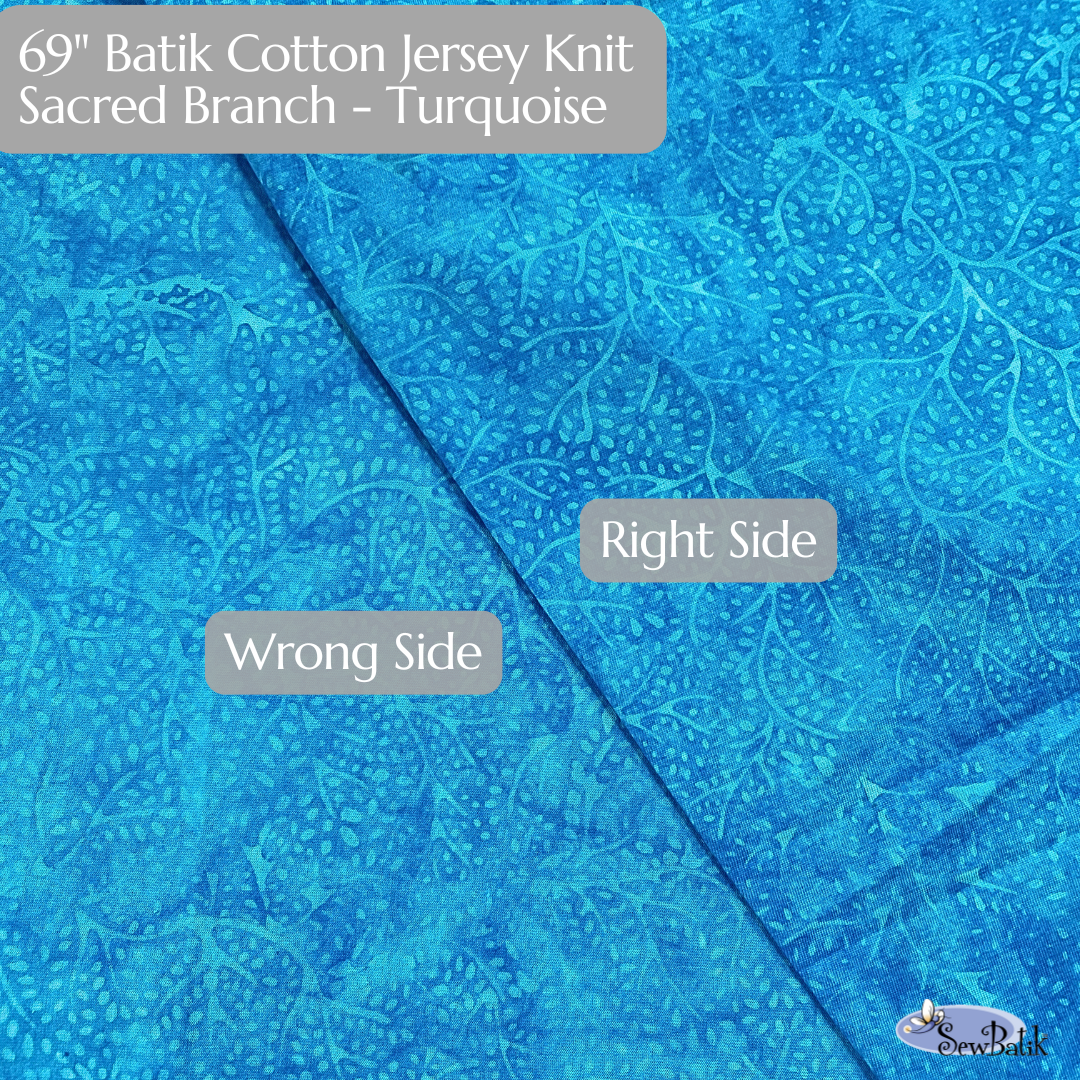 Batik Cotton Jersey Knit - Sacred Branch - Turquoise [ 20" CUT ONLY ] – SewBatik