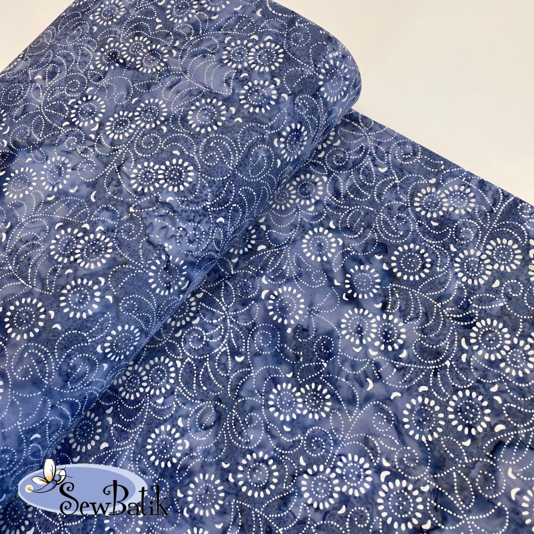 112" Wide Batik - Medora Flora - Steel – SewBatik