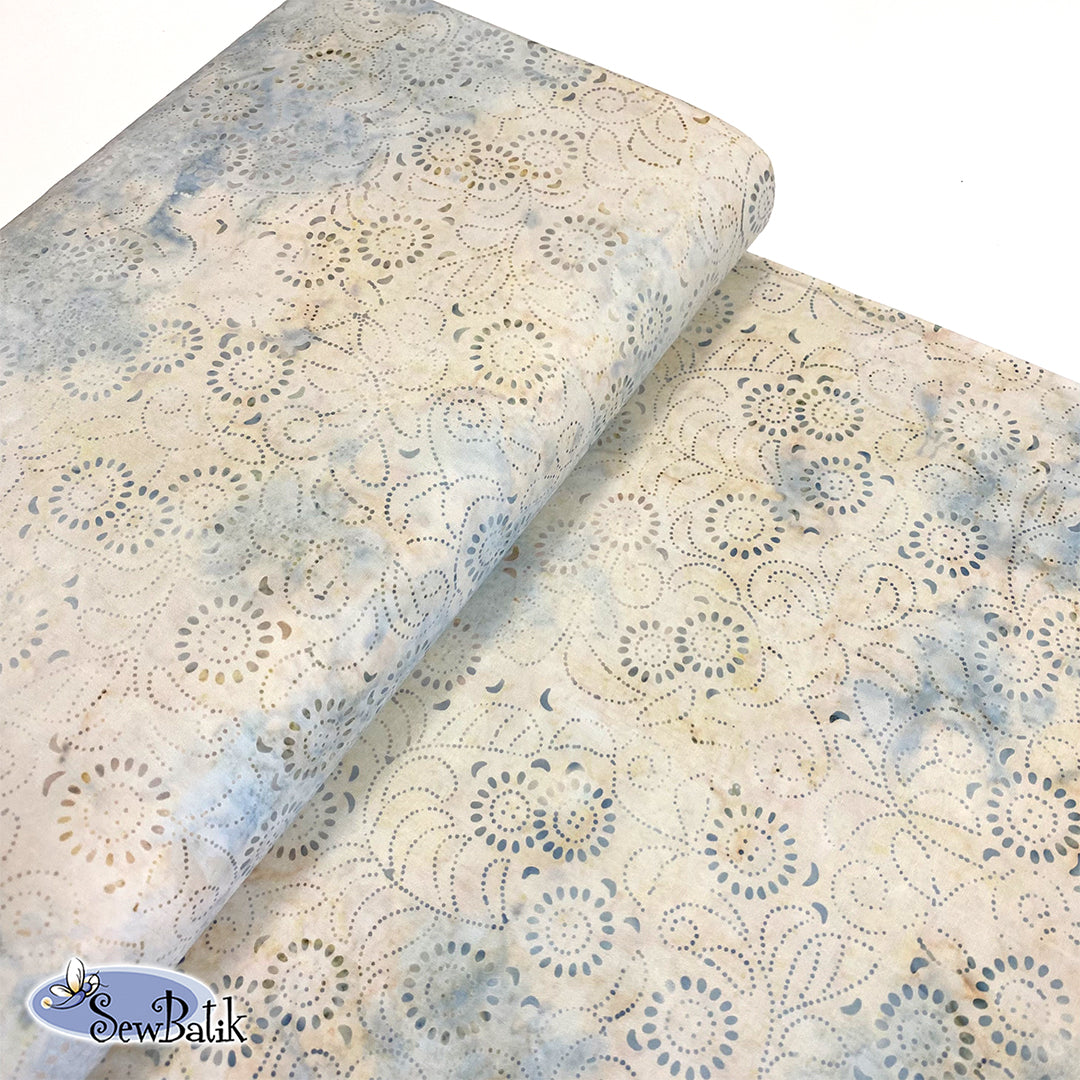 112" Wide Batik - Medora Flora - Cream Pearl – SewBatik