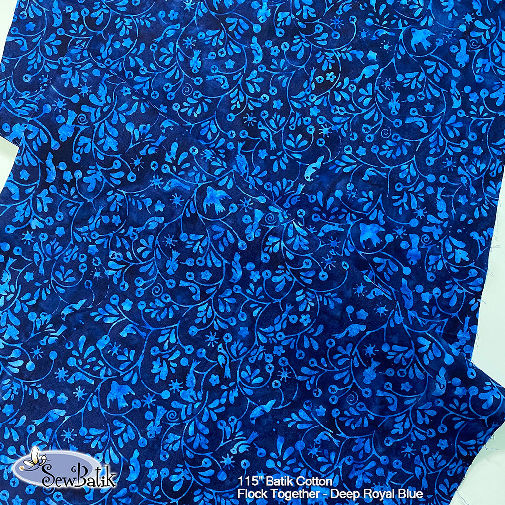 112" Wide Batik - Flock Together - Deep Royal Blue – SewBatik