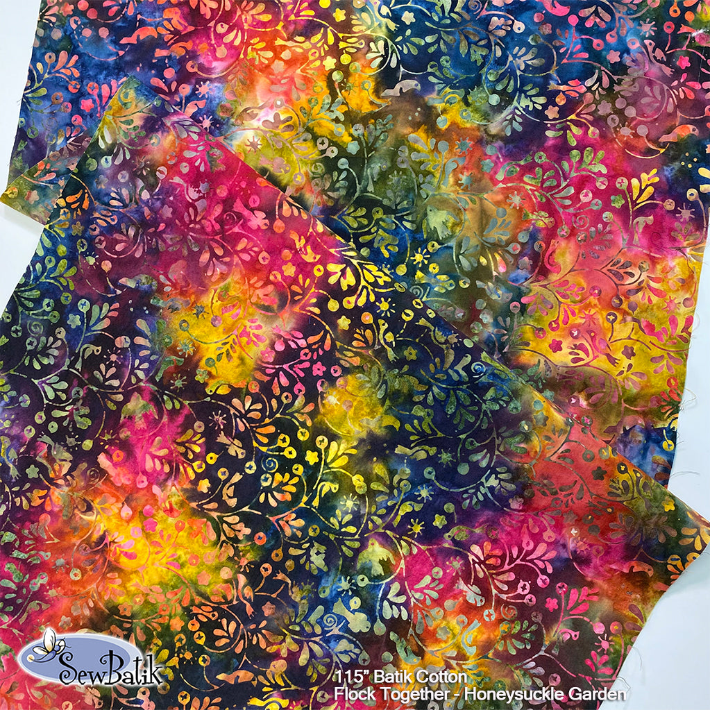 112" Batik Cotton - Flock Together - HoneySuckle Garden – SewBatik