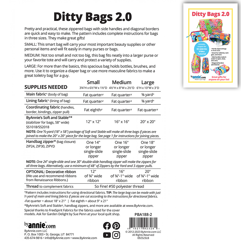 Pattern: Ditty Bags 2.0 byAnnie – SewBatik