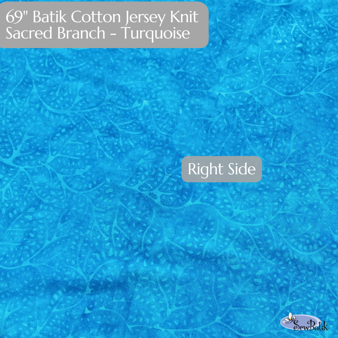 Batik Cotton Jersey Knit - Sacred Branch - Turquoise [ 20" CUT ONLY ] – SewBatik