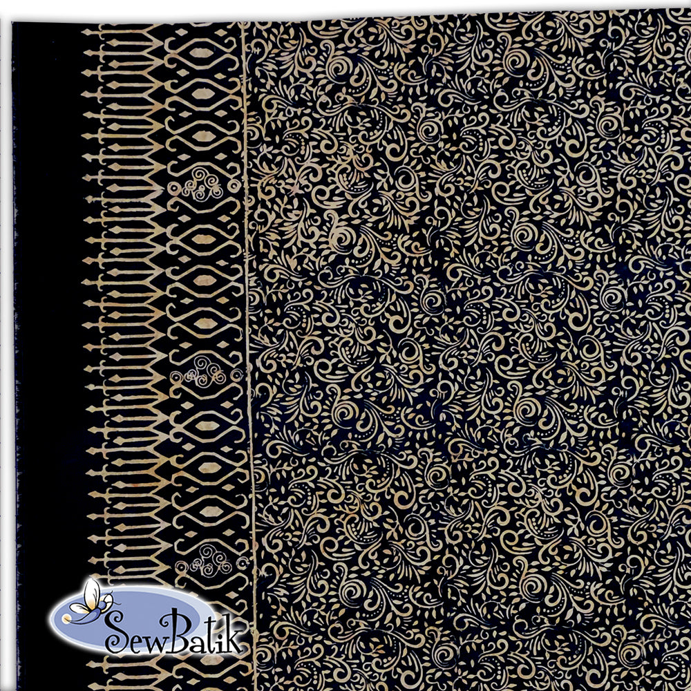 115" Wide Batik - Double Border Phoenix - Tuxedo Brass – SewBatik