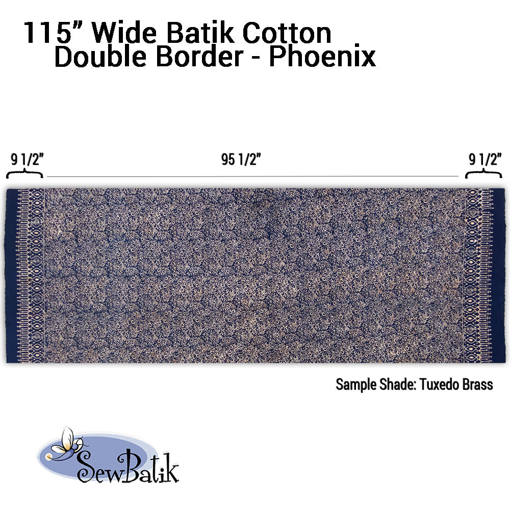 115" Wide Batik - Double Border Phoenix - Tuxedo Brass – SewBatik