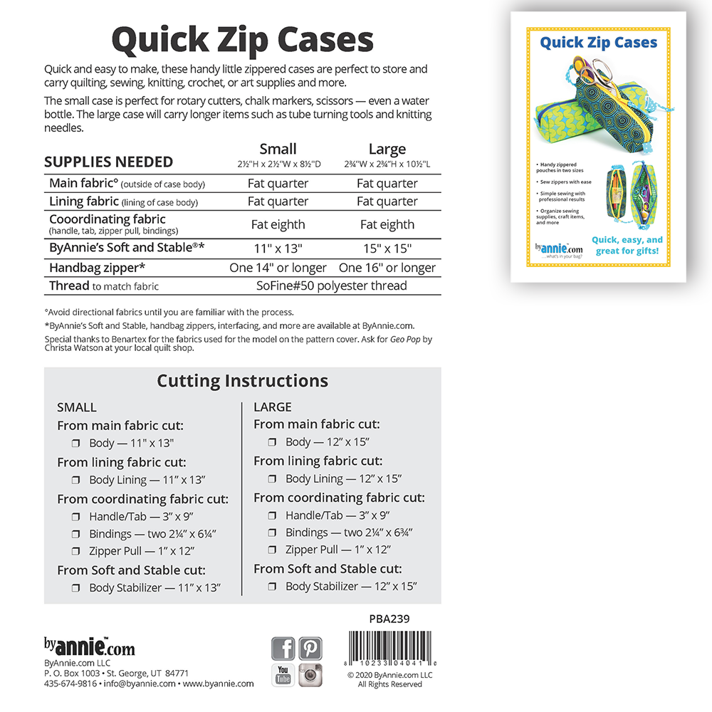 Pattern: Quick Zip Cases ByAnnie – SewBatik